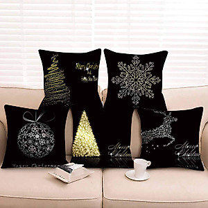 Akabsh Peach Skin Pillowcase Cushion Cover,Throw Pillow Cover for Bed Sofa Chair Cushion Cases, Christmas Tree Happy Holiday Blessing Gift Throw Pillow Cover Cushion Case 17.8" x 18"