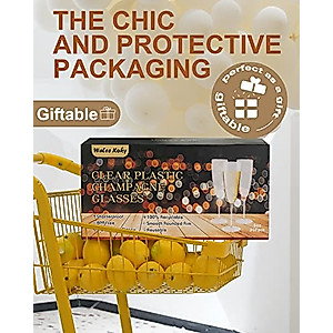 Walee Koky Plastic Champagne Flutes, 36 PCS Clear Disposable Wine Glasses Reusable Plastic Cocktail Cups for Home Daily Life Party Birthday Wedding Toasting Drinking Champagne(6 oz)