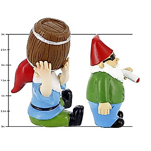 Gnometastic Mini Gnomes Set of 4, Gnomes Behaving Badly - Small Funny Garden Gnome Figurines for Fairy Garden, Indoor, Outdoor Decoration