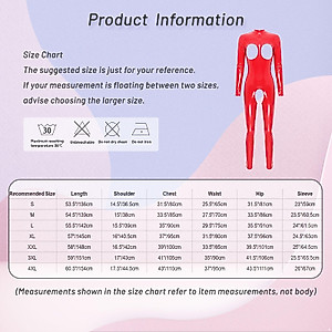 ACSUSS Womens Hollow Out Crotchless Jumpsuit Open Chest Long Sleeve Mock Neck Patent Leather Bodysuit Black Medium