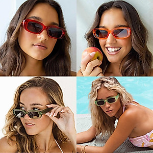 SORVINO Rectangle Sunglasses for Women Men 90s Vintage Retro Sunglasses Square Frame Black Frame/Grey Lens