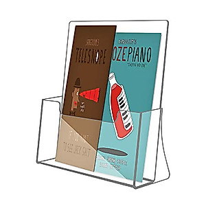 NIUBEE Acrylic Brochure Holder 8.5 x 11 inches 2 Pack, Clear Acrylic Literature Holder Plastic Flyer Display Stand, Acrylic Countertop Organizer for Magazine, Pamphlet, Booklets, Menu, Journals