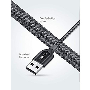 USB Type C Cable, Anker [2-Pack 6ft] Powerline+ USB-C to USB-A, Double-Braided Nylon Fast Charging Cable, for Samsung Galaxy S10/ S9 / S9+ / S8 / S8+ , iPad Pro 2018, MacBook and More(Gray)