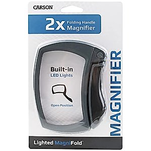 Carson LED Lighted Magnifold 2x Power Rectangular Magnifier For Reading, Inspection, Low Vision, Hobby and Crafts (MJ-50)