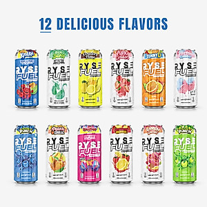 RYSE Up Supplements RYSE Fuel Sugar Free Energy Drink | Vegan Friendly, Gluten Free | 0-5 Calories | 200mg Natural Caffeine | 12 Pack (Variety Pack)