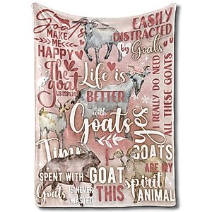 Huglanket Goat Gifts for Goat Lovers, Goat Throw Blanket, Unique Watercolor Goat Design, Flannel Blanket Gifts for Girls, Women, and Friends, 50"x 65"