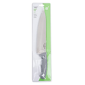 Restaurantware Comfy Grip 10 Inch Chef's Knife, 1 Sharp Cooking Knife - Ergonomic Handle, Non-Slip Grip, Gray Stainless Steel Kitchen Knife, Dishwashable, Slice, Dice, Mince, or Chop Ingredients