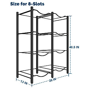 mocomax 5 Gallon Water Jug Rack, Detachable Water Bottle Holder for 8 Bottles, 4 Tier Heavy Duty Water Cooler Jug Rack, Water Bottle Organizer Storage Rack for Kitchen, Office, Living Room, Black
