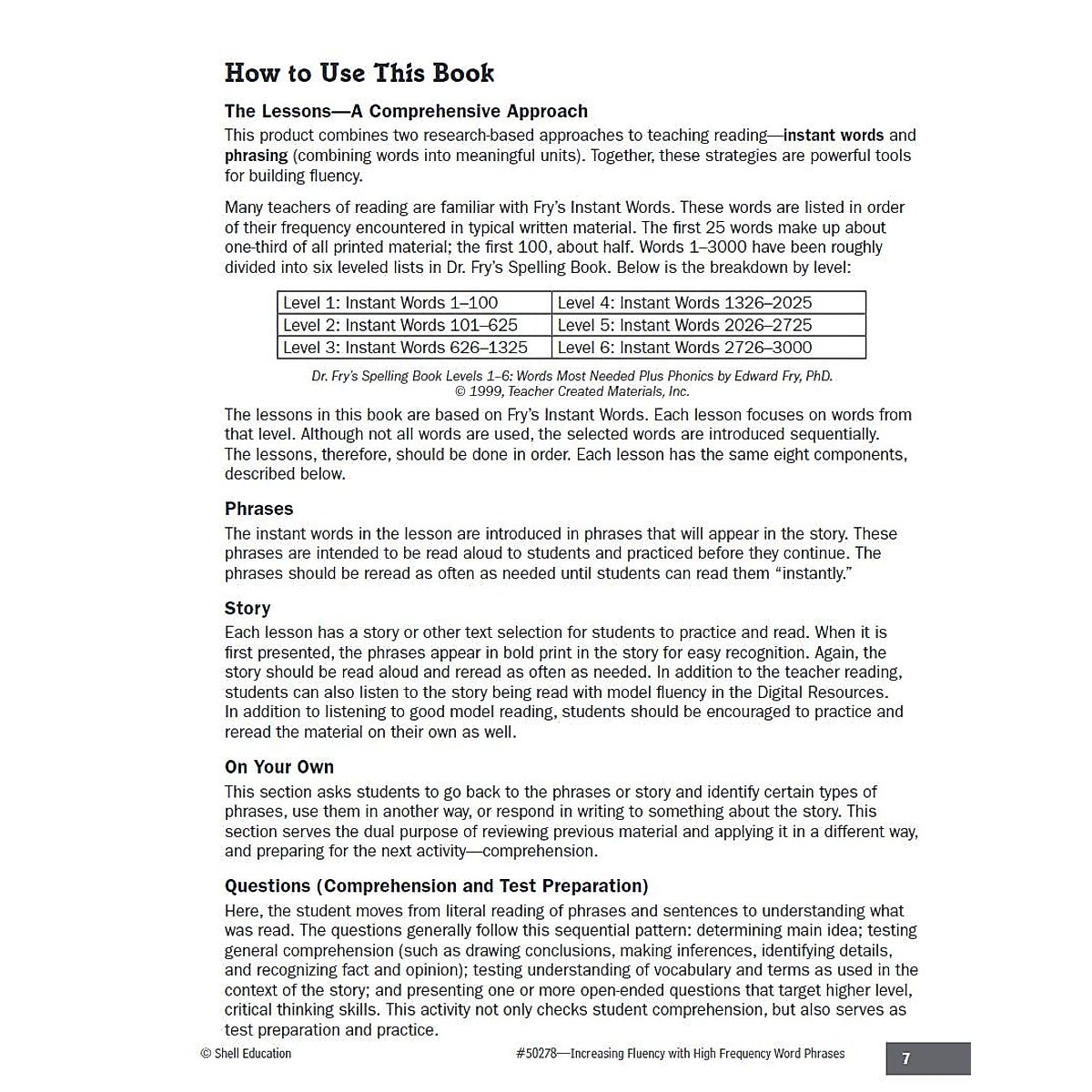 Increasing Fluency with High Frequency Word Phrases Grade 3 (Increasing Fluency Using High Frequency Word Phrases)