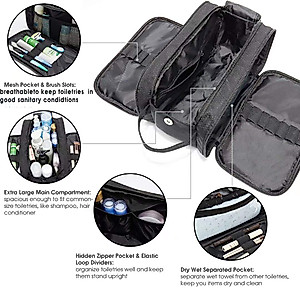 WANDF Hanging Travel Toiletry Bag for Women Men with TSA Approved Quart Size Bag Large Toiletries Cosmetics Makeup Organizer (Gold)