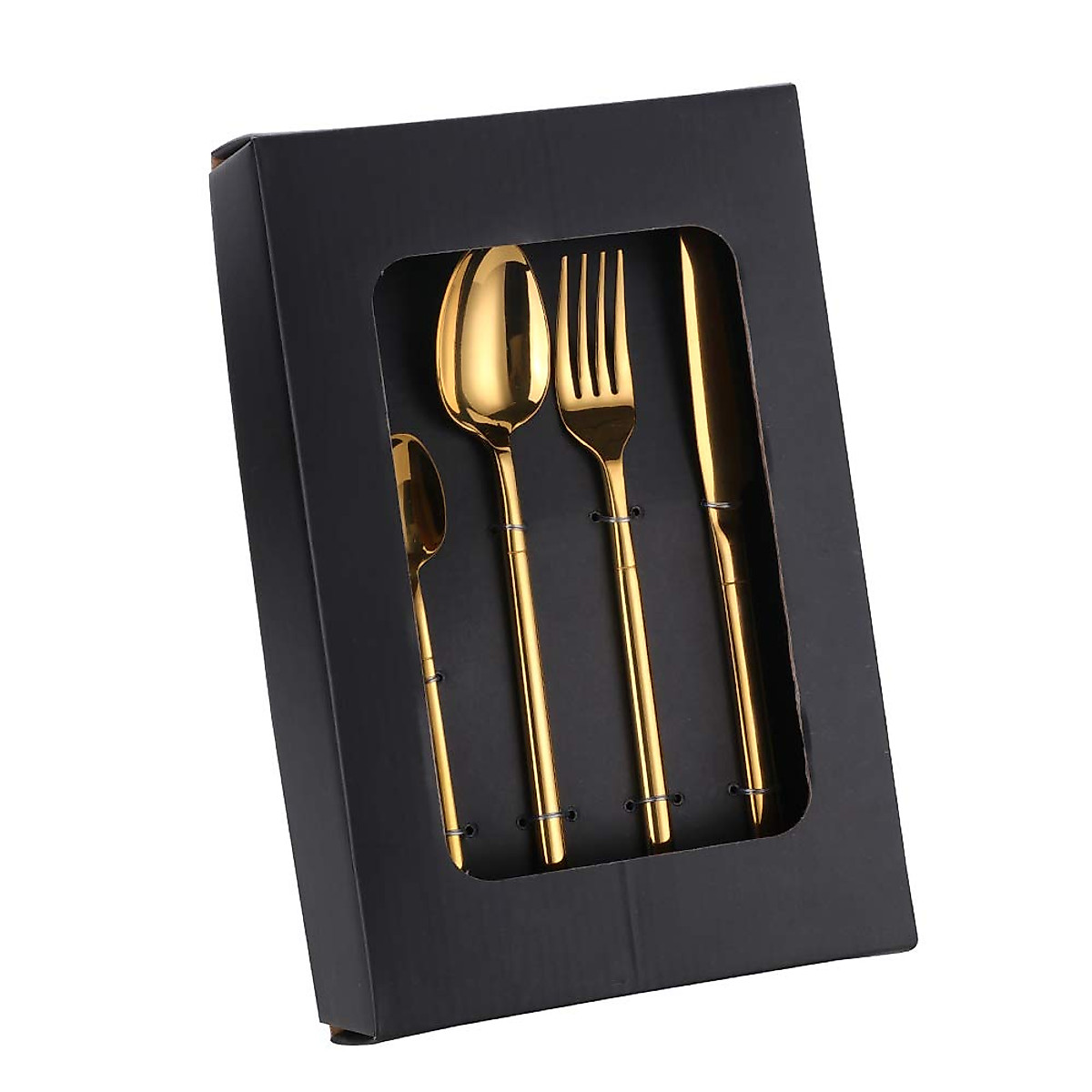 Buyer Star 20-Piece Silverware Set, Gold Flatware Cutlery Set, Stainless Steel 18/10 Utensil Forks Spoons Knives Set Service for 5 with Gift Box, Mirror Polished, Dishwasher Safe