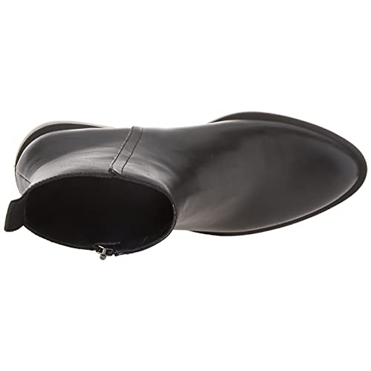 Amazon Essentials Women's Exterior Zip Flat Ankle Boot, Black Faux Leather, 6.5