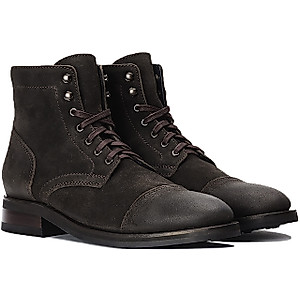 Thursday Boot Company Men’s Captain Cap Toe Leather Boots, Dark Olive Suede, 10.5