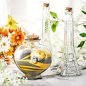 Eaasty Unity Sand Set for Weddings Sand Ceremony Kit Clear Tower and Heart Shaped Vase with Lid Glass Decorative Jars with Sand for Wedding Engagement Ceremony Party Decor