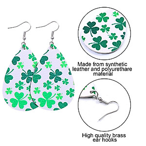 URATOT 9 Pairs Leather Earrings Faux Leather Earrings Clover Teardrop Dangle Earrings