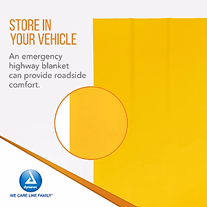 Dynarex 3519 Emergency Highway Blanket, Economy, Disposable and Water Repellent, Provides Full Coverage, Highly Visible for Safety, Yellow, 54" x 80", Pack of 50