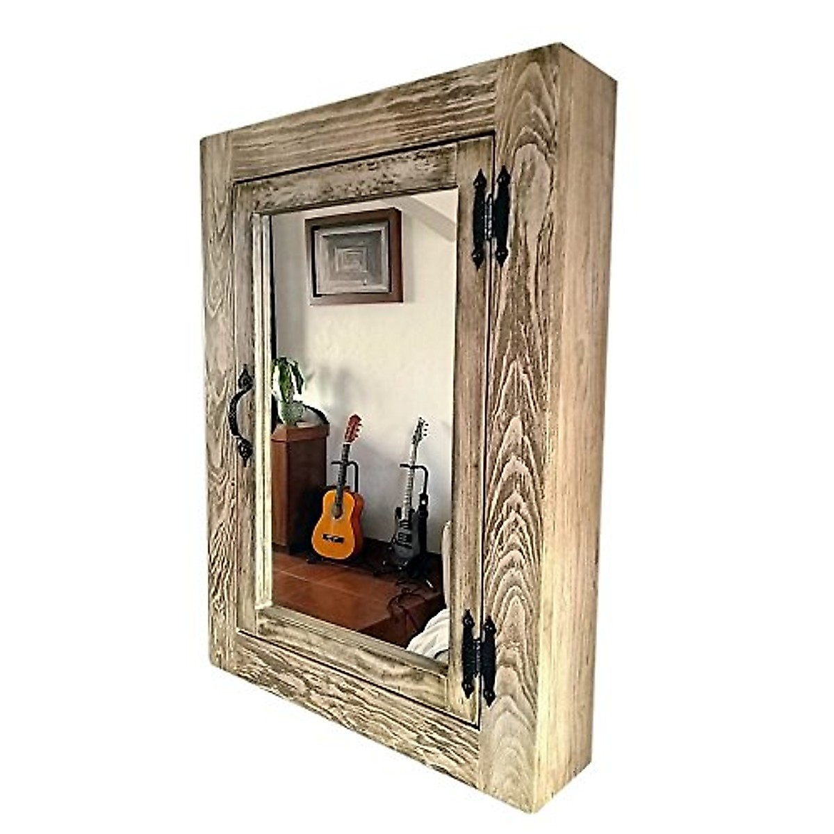 Solid Wood Whitewash Rustic Medicine Cabinet/Surface Mount/Handmade