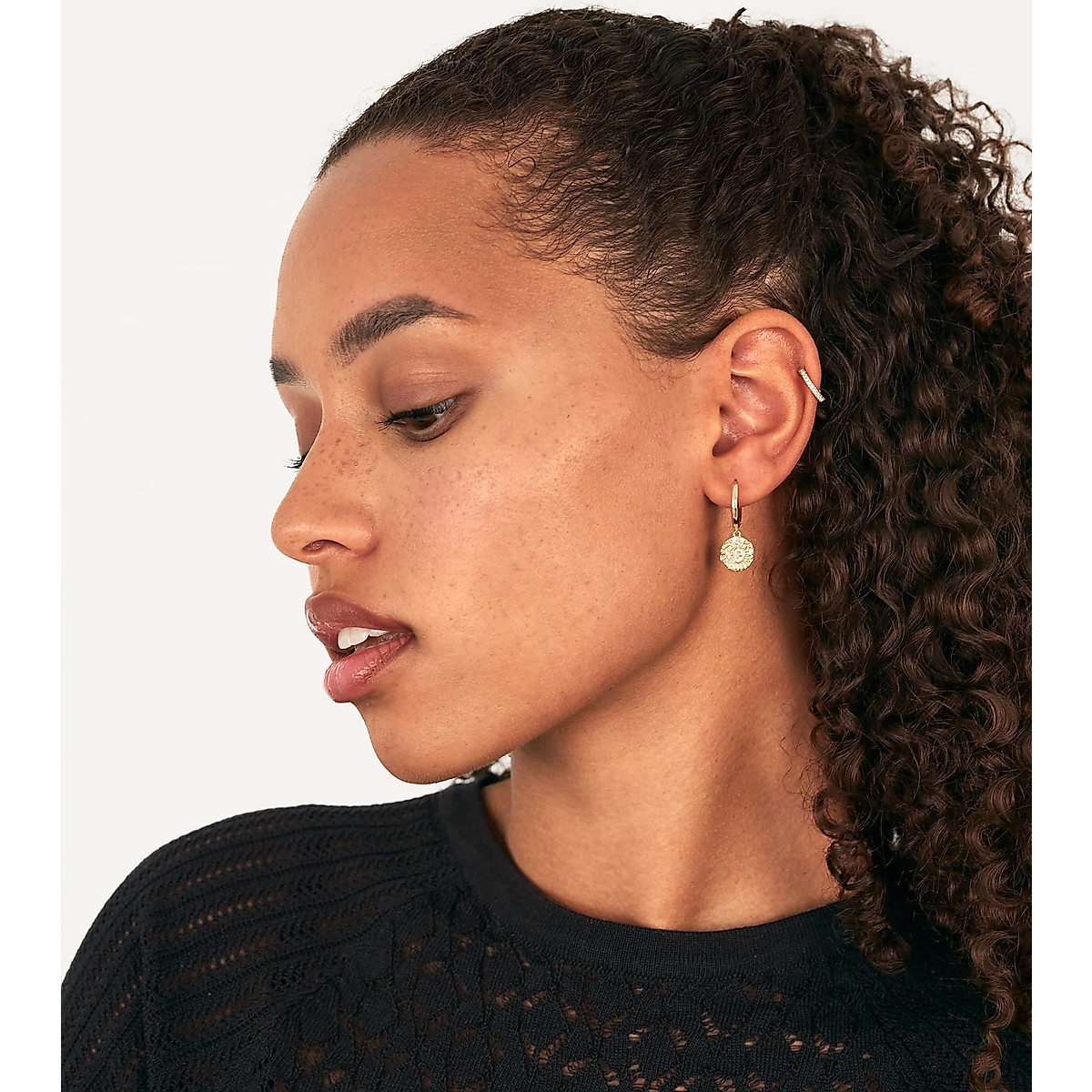 PAVOI 14K Yellow Gold Plated S925 Sterling Silver Post Lightweight Drop Dangle Huggie Hoop Earrings for Women | Dainty Coin Earrings