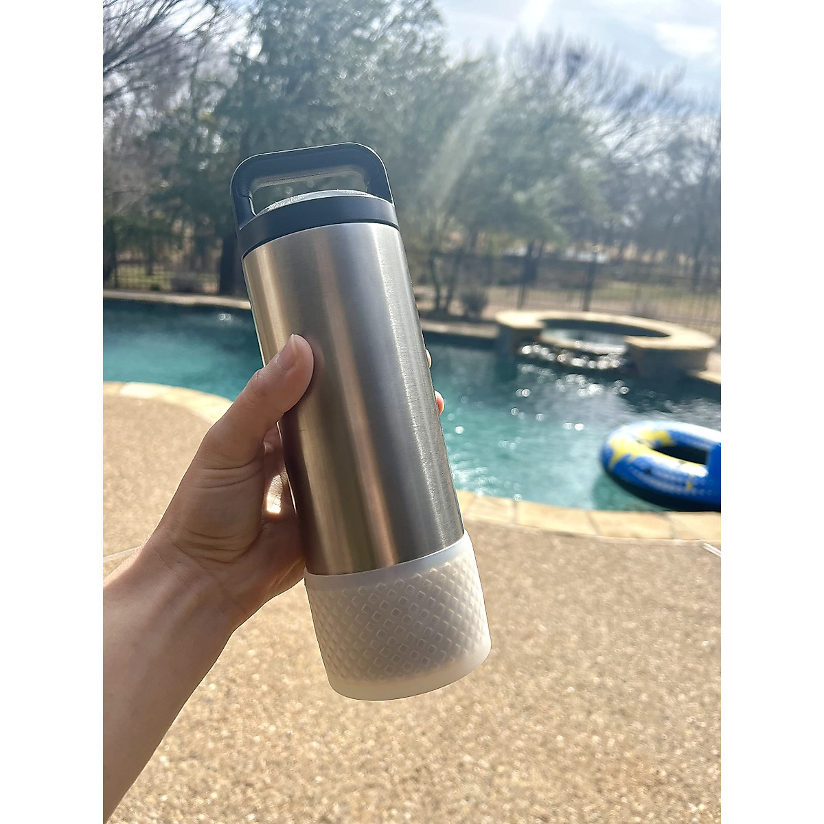 BottleArmor Protective Silicone Boot Sleeve for Yeti Water Bottles with DropShield Technology (Small (fits 12oz to 18oz), Ice (glows blue))