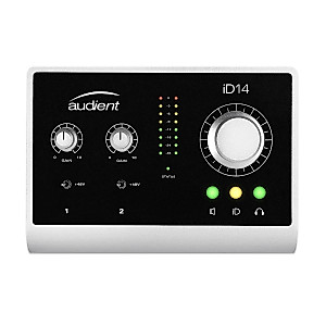 Audient iD14 USB Audio Interface with Microphone Preamp, 10 in/4 Out, 48 Volt Phantom Power, Monitor Mix & Panning, 6.3 mm Jack Out, AD/DA Converter