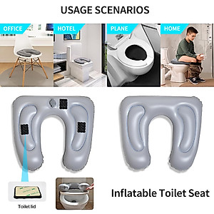 Nevife Raised Donut Pillow,Inflatable Toilet Seat Cushion,Height Adjustable Toilet Seat, PVC Commode Support Cushion for Adults,Seniors,Elderly, Disabled,Tailbone Pain Relief (Grey)