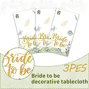 Haimimall Bridal Shower Decorations Sage Green Bride to Be Tablecloths Floral Bridal Shower Plastic Table Cloth Bride to Be Disposable Table Cover Large Size 54 x 108 Inch Rectangular Tablecloths