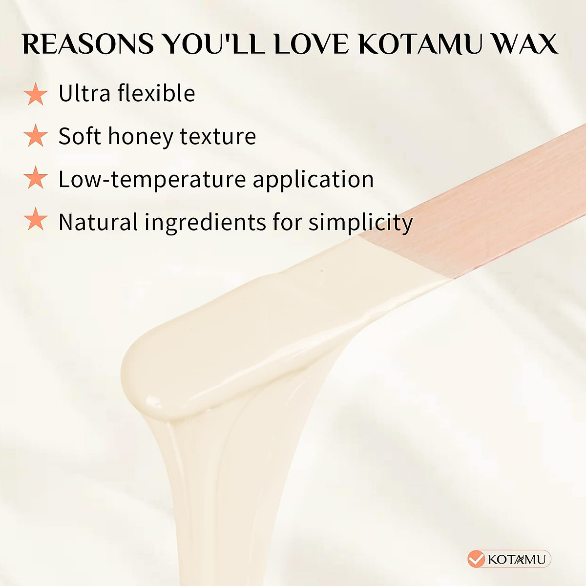 KOTAMU Hard Wax Beads for Hair Removal - 1lb Sensitive Skin Thick Hair Formula for Full Body, Face, Chest, Back, Leg, Bikini Brazilian Waxing - Wax Refill for Women and Men