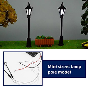 Create idea 20PCS Miniature Street Light Model OO HO Scale Railway Train Lamp Post 1:100 Scale 3V Pathway Lantern Post for Model Building Accessories 7cm Height