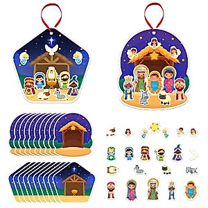 FLYAB Make a Nativity Scene Stickers Ornament Craft Kit Christian DIY Nativity Stickers for Kids Religious Party Games Activities for Christmas Vacation Bible School Classroom Party Supplies