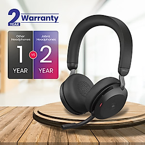 Jabra Evolve2 75 Wireless Headset Stereo UC with Charge Stand, Bluetooth Dongle, Compatible with Zoom, Webex, Skype, Smartphones, Tablets, PC,MAC, 27599-989-989, Global Teck Gold Support Plan Bundle