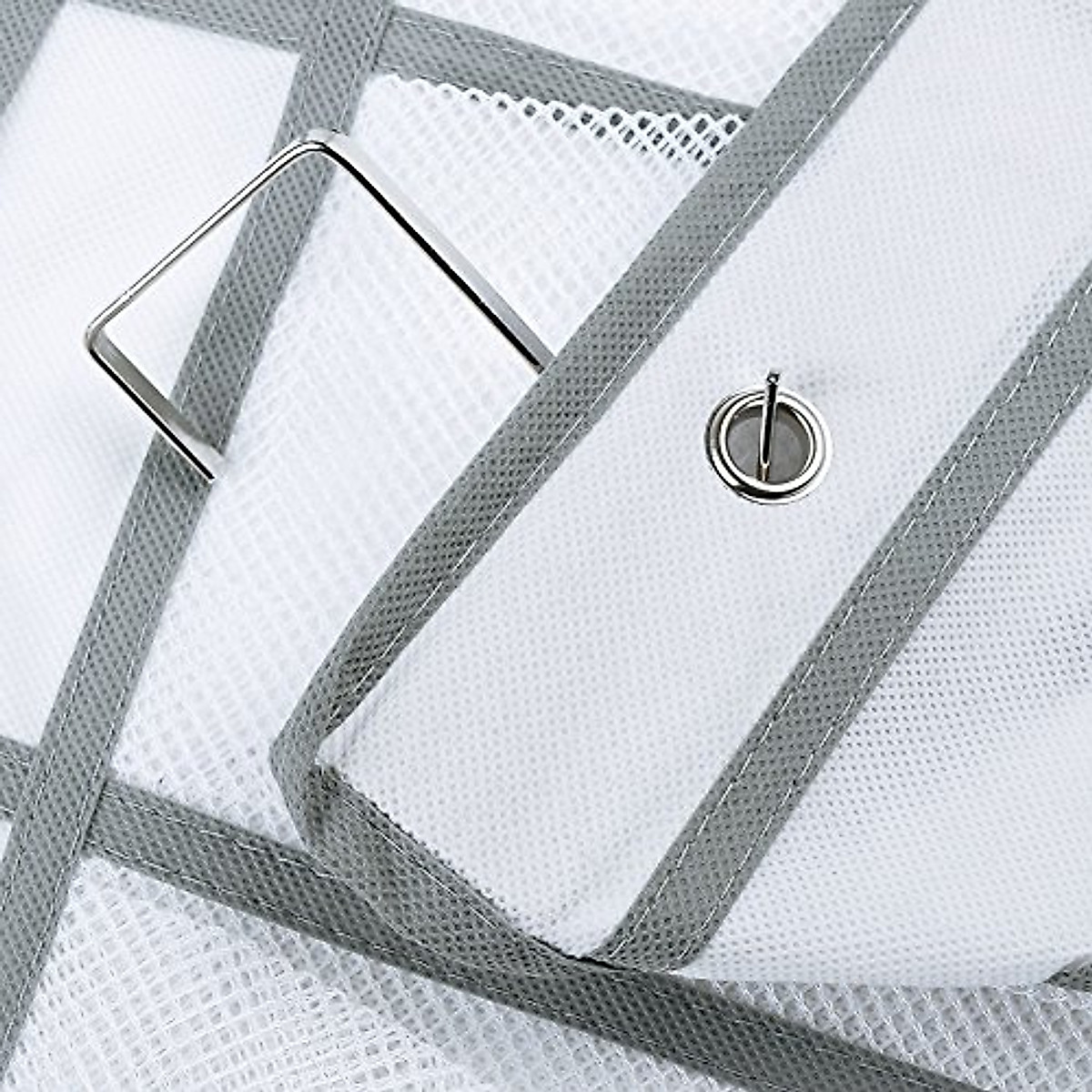 24 Grid Large Pockets Mesh Storage Bag Behind The Door, Over The Door Hanging Shoe Organizer , Free iInstallation, Carrying Stainless Steel Hooks(White)