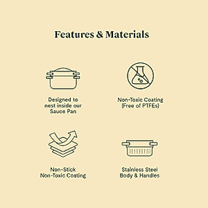 Caraway Steamer - Stainless Steel Steamer with Handles - Non Stick, Non Toxic Coating - Steam Veggies, Seafood, and More - Compatible With Our Dutch Oven or Sauce Pan - Small