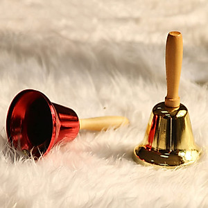 ARFUKA Hand Bells Silver Steel Service Handbells Black Wooden Handle Metal Bells Musical Percussion Dinner Bell Classroom Bell Multi-Purpose Events Bell Christmas Hand Bell Pakc of 2