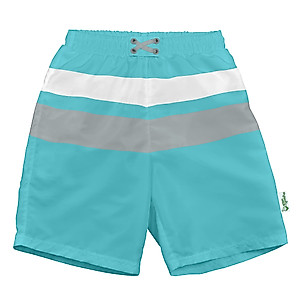 i play. by green sprouts baby boys Trunks With Built-in Reusable and Toddler Swim Diaper, Aqua/Gray, 24-3T US