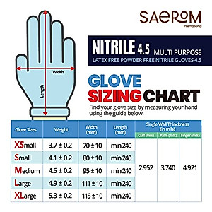 Nitrile 4.5 Gloves, Size XS, 100 Glove Pack, Latex Free, Powder Free, Blue Textured Gloves, Ambidextrous Heavy Duty Rubber Gloves with Beaded Cuffs, Single Use