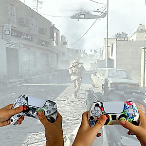 Silicone Skin for Ps5 Controller, 2pcs Anti-Slip Shell Cover Case with 10 Joystick Grips, 2 Pairs L2 R2 for Playsation 5 Controller Wireless Gamepad