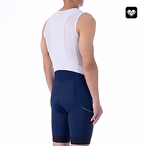MY KILOMETRE Mens Cycling Bib Shorts with Big Side Pockets Padded Bib Shorts Cycling Bike Shorts Blue