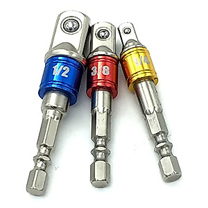 PANOVO (3Pcs) Power Hand Tools Sockets Adapter sets, Hex Square Nuts Driver Drill Impact Socket Extension Bit Adapter Socket Wrench Adapter Set 1/4" 3/8" 1/2" drive.