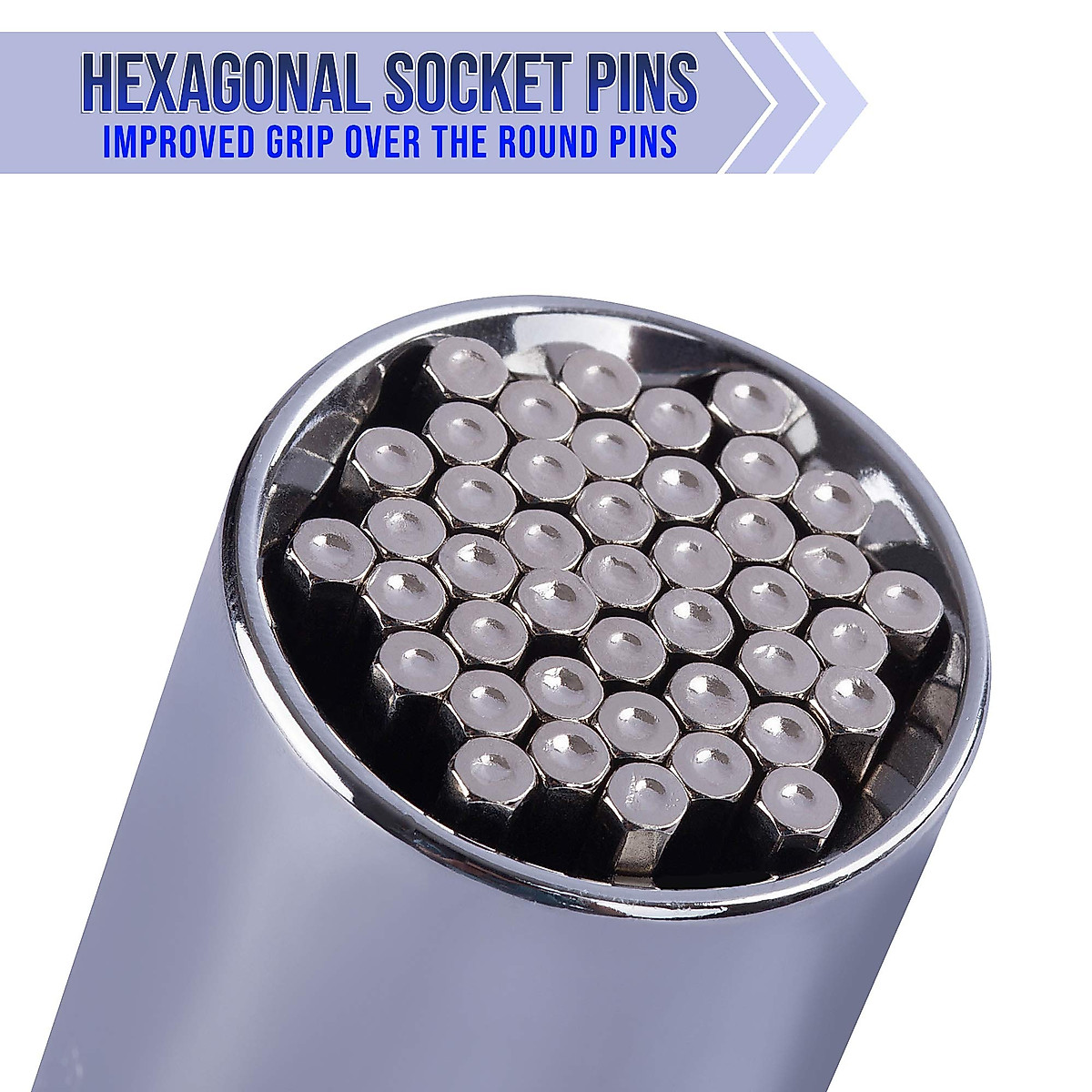 Universal Socket Tool Redesigned with Stronger Hexagon Pins By Wrenchit: Endeavor Tool That Instantly Adjusts To All Shapes And Sizes Of Bolts, Screws, Hooks And Nuts, Great for Gifts! (9-21mm)