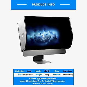 iLooker 27B 27 inch iMacPro Monitor Hood Sunshade Sunhood Space Gray Edition for Apple iMacPro and Apple Monitor