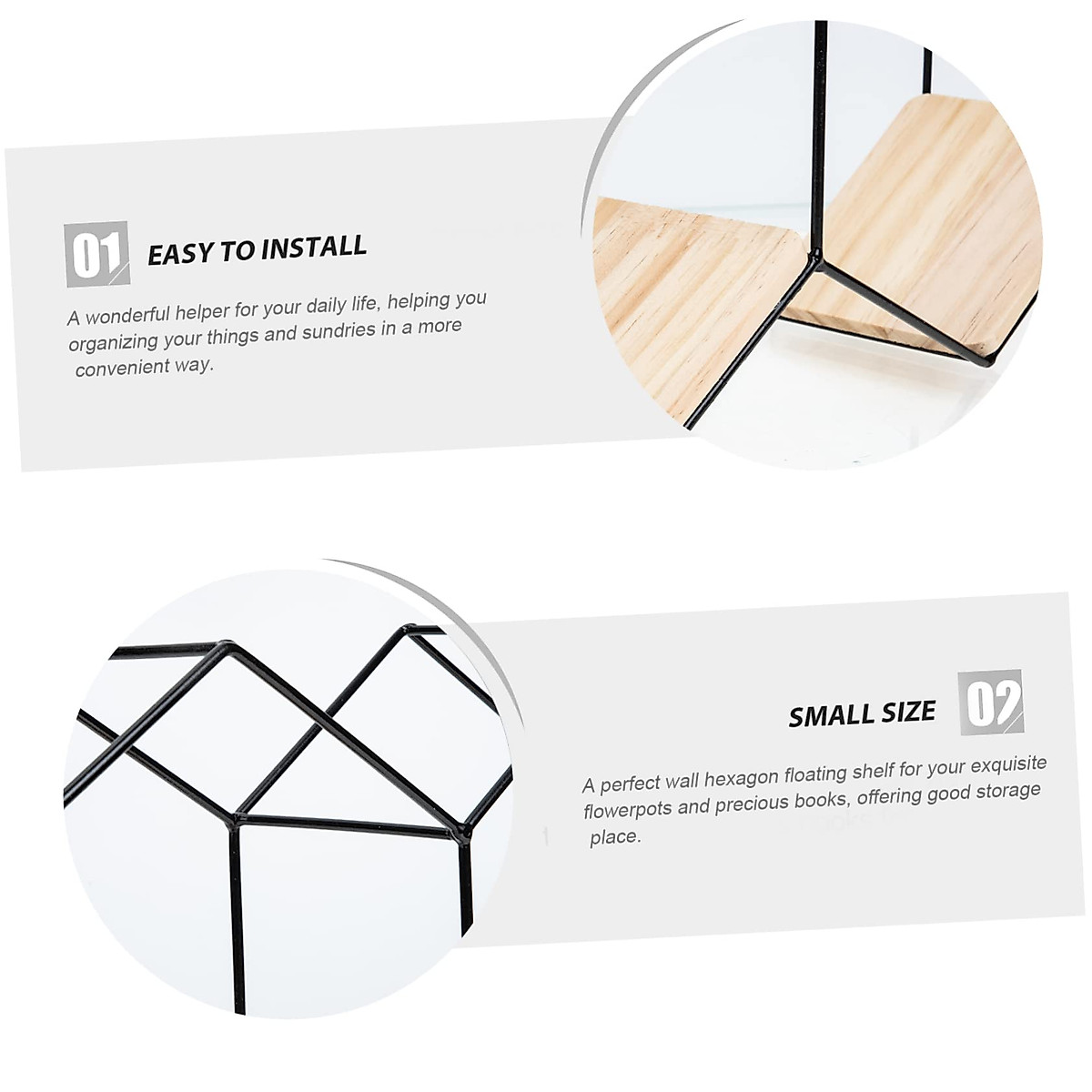 Garneck Wall Shelf Norse Decor Decorative Floating Shelf Modern Geometric Shelves Hexagon Floating Shelves Metal Corner Shelves Wall-Mounted Hexagon Floating Shelf Organizer Iron Small