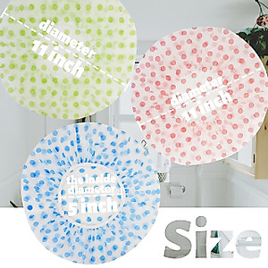 Shower Cap, 12 Pcs Plastic Shower Caps, Shower Caps for Women Reusable Waterproof, Elastic Band Flower Printed Hair Cap for Shower Spa Salon