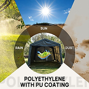 Bestmart INC 10x15ft Heavy Duty Grey Carport Portable Garage Storage Shed Canopy