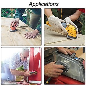 Triangle Sanding Pads Detail Sander Sandpaper for Oscillating 3-1/8 Inch Assorted Triangle Sandpaper 40/60/80/120/180/240 Grit Fit for Finishing Wood Sanding Plaster and Other Surfaces (100 Pack)