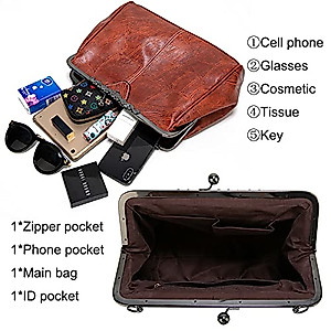 YOUNXSL Women Retro Hollow Oil Wax PU Leather Handbag Multiple Collocations Messenger Bag Handbags Pink