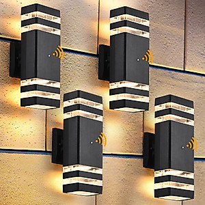 DASTOR 4 Pack Dusk to Dawn Outdoor Wall Lights, 3000K Warm White Exterior Light Fixture, Up and Down Porch Lights Outdoor Wall Mount, Waterproof Outside Lights for House Porch Garage