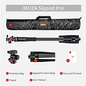 MOZA Slypod Pro Monopod Motorized Motion Camera Slider Accurate Position & Speed Control Extend Out 520mm Maximum Speed 40mm/s with Pan and Tilt Head & Tripod