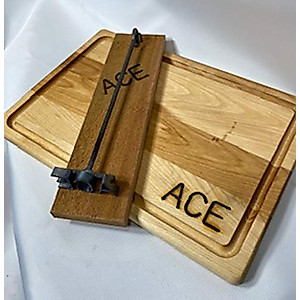 Personalized Miniature Branding Iron with Cedar Display Board and Branded Carving Board by Sloan Brands