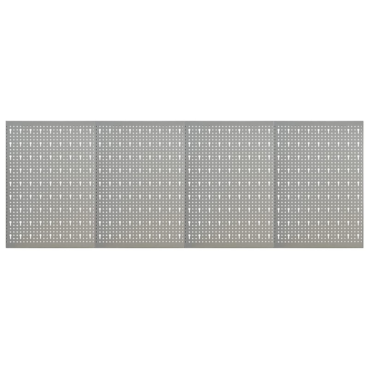 Tidyard 4 Piece Wall-Mounted Peg Boards, Steel Wall Panels with Holes, Metal Tool Pegboards Storage Organizer Gray for Garage, Workbench, Workshop 63 x 22.8 x 0.4 Inches (L x W x T)