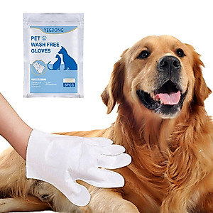 Kakalote Cleaning Glove for Dog and Cat, 6pcs Wipes Gloves for Dog and Cat Fur Face, Ear, Eye, Paws Cleaning Wipes Pet WashFree Gloves, Grooming Wipes for Pet No Rinse Thick Dog Wipes Gloves
